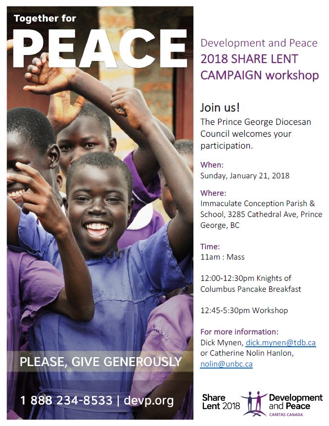2018 Share Lent Campaign - The Roman Catholic Diocese Of Prince George